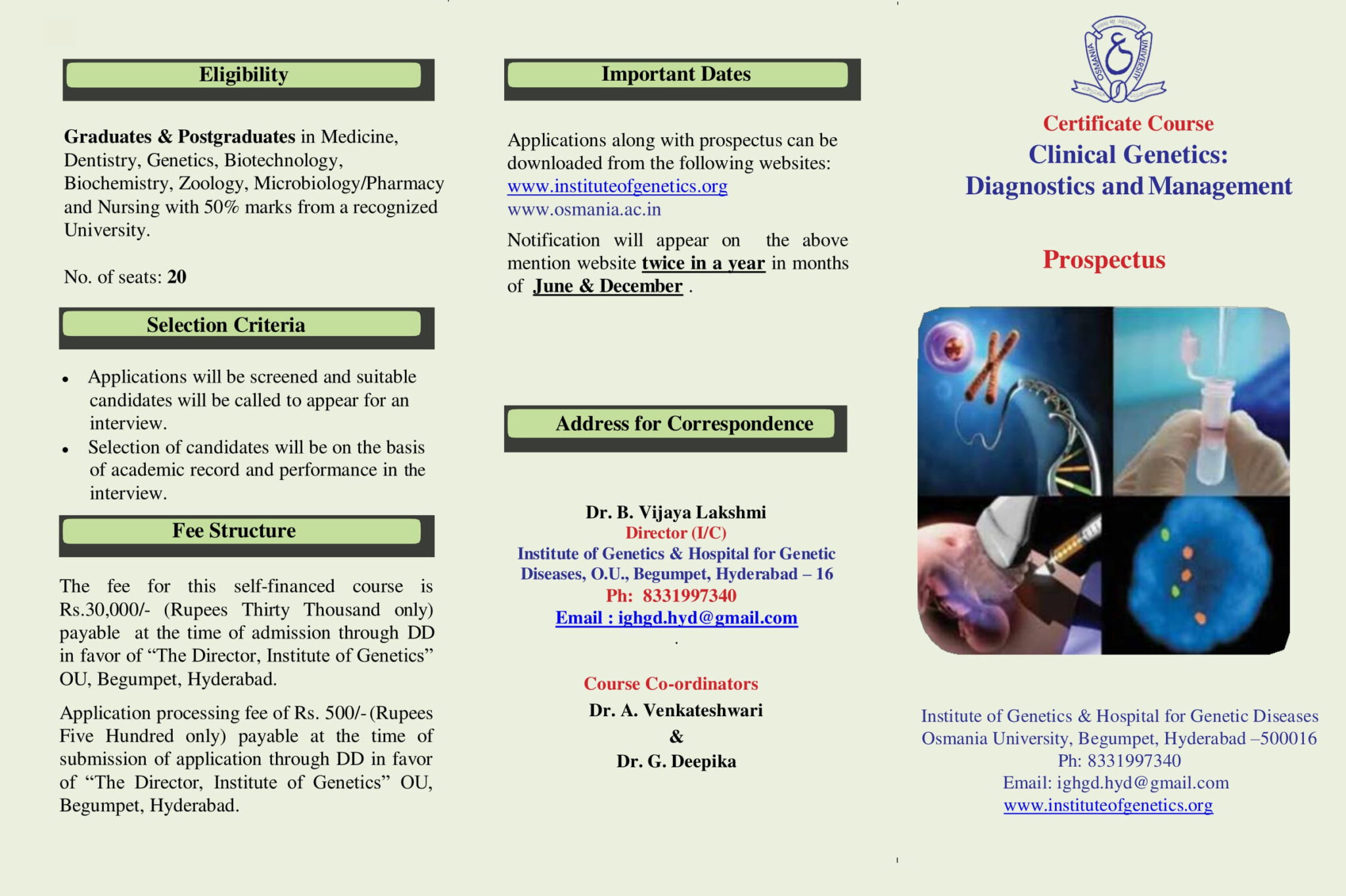 Welcome to Institute of Genetics & Hospital for Genetic Diseases | OU ...